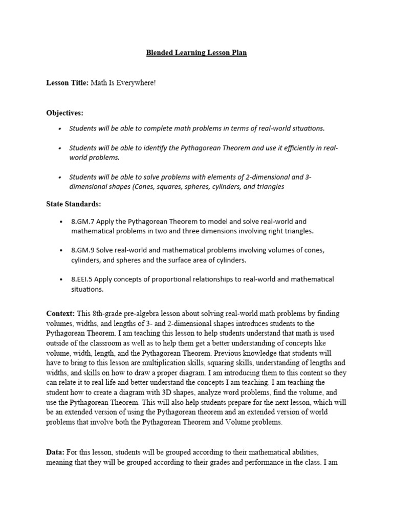 Real-World Math Lesson Plan for 8th Grade | PDF | Mathematics | Multimedia