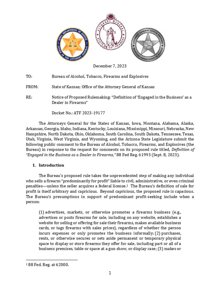 Comment Letter To Atf 88 Fed Reg 61993 (Filed) | PDF | Second Amendment ...