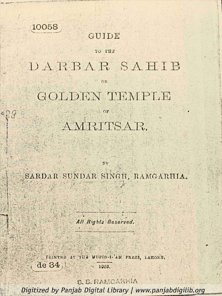 Guide To Darbar Sahib 1903 | PDF | Religious Identity | Indian Religions