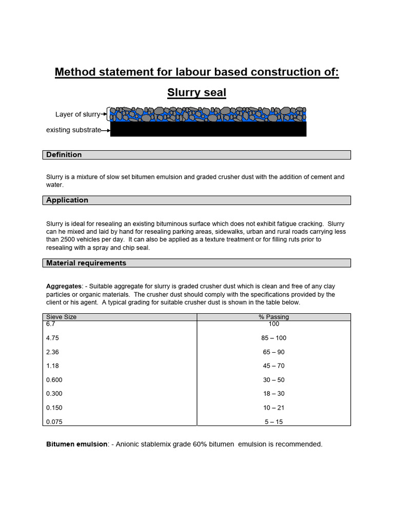 LIC 6 Slurry Seal | PDF | Concrete | Road Surface