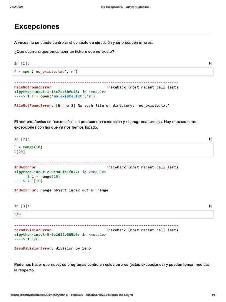 B5 - Excepciones | PDF