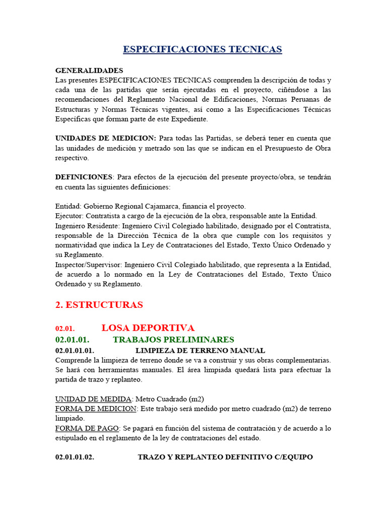 GUIA ESPECIFICACIONES TECNICAS ESTRUCTURAS | PDF | Fundación (Ingeniería) | Hormigón