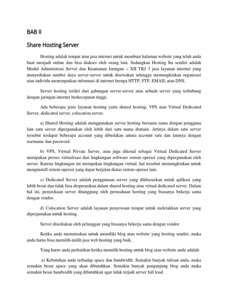 Bab Ii Share Hosting Server | PDF