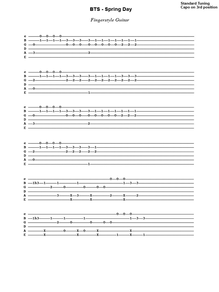 Spring Day Tabs PDF | PDF | Chordophones | Guitar Family Instruments
