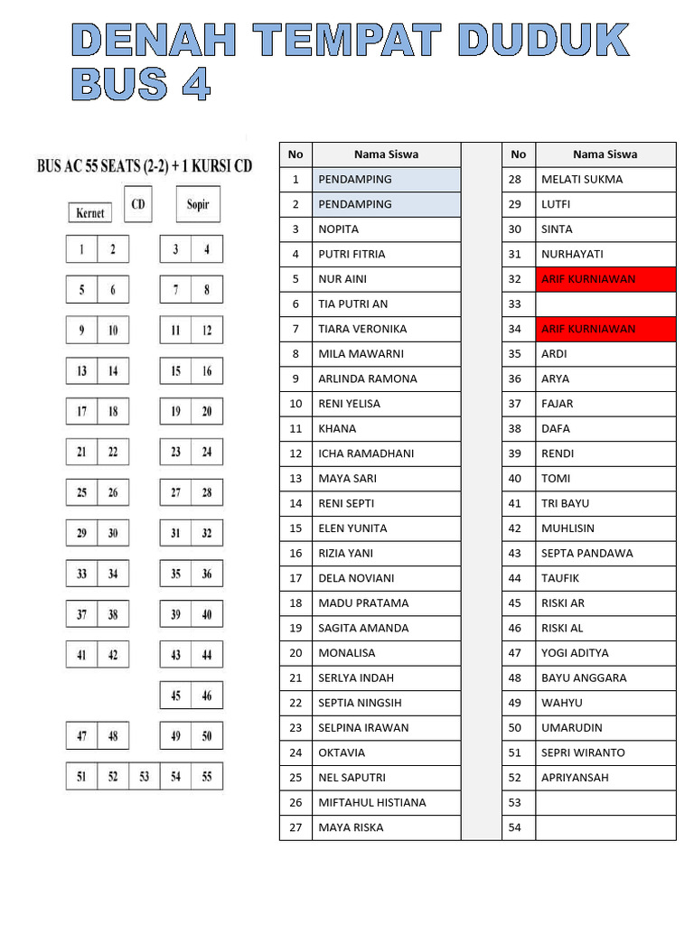 Denah Tempat Duduk Bus 4 | PDF