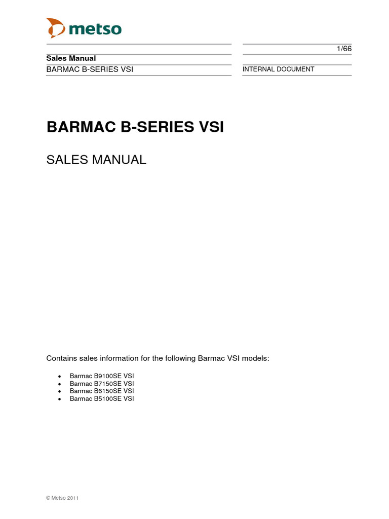 Barmac Sales Manual April2011 | PDF | Mill (Grinding) | Construction ...
