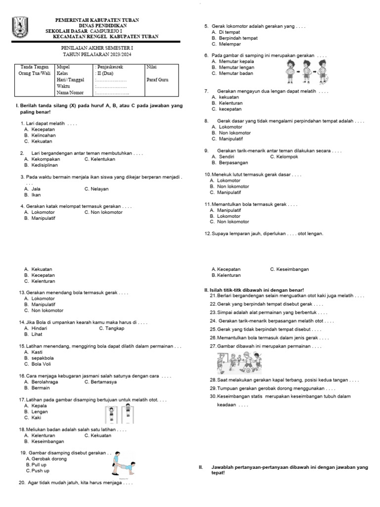 Soal Pas Pjok Kelas 2 Tapel 2022-2023 | PDF
