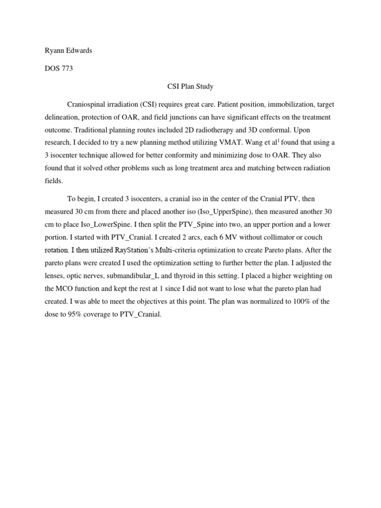 csi plan study 2 | PDF | Radiation Therapy | Medical Specialties