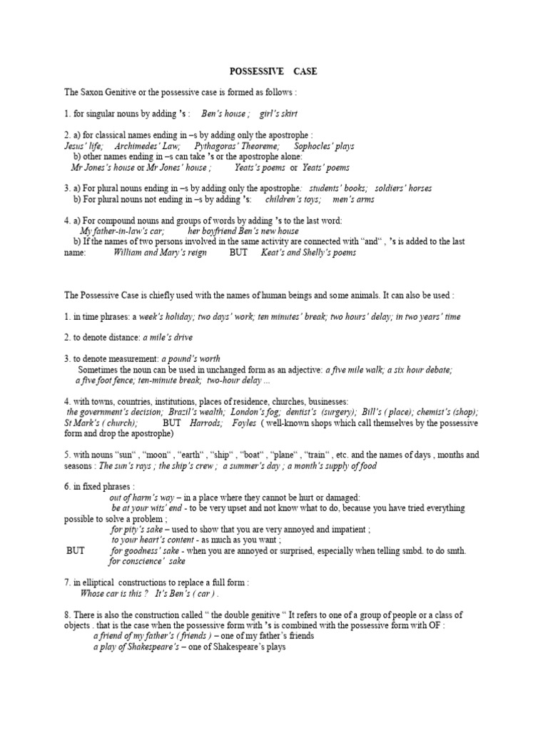 Genitive Case | PDF | Plural | Noun