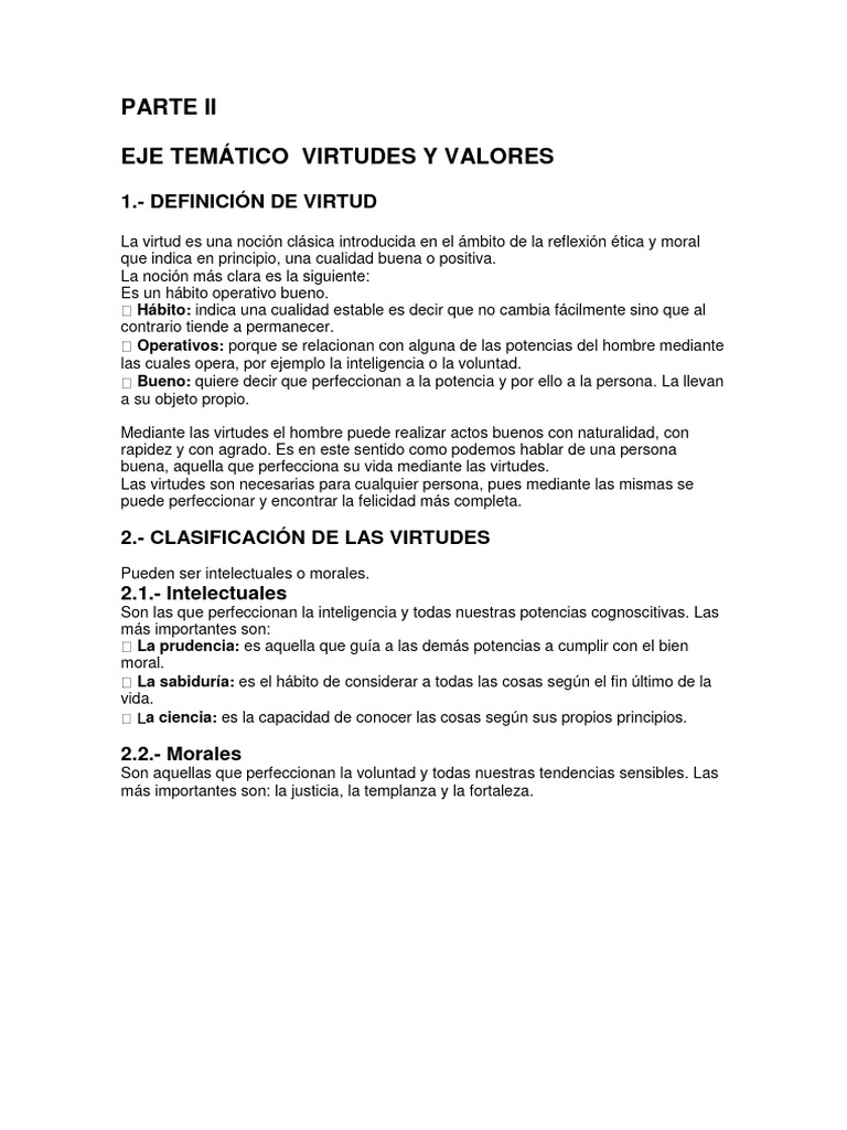 Las Virtudes y Valores | PDF | Verdad | Virtud