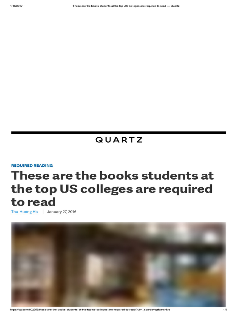 These Are The Books Students at The Top US Colleges Are Required To Read - Quartz | PDF | History