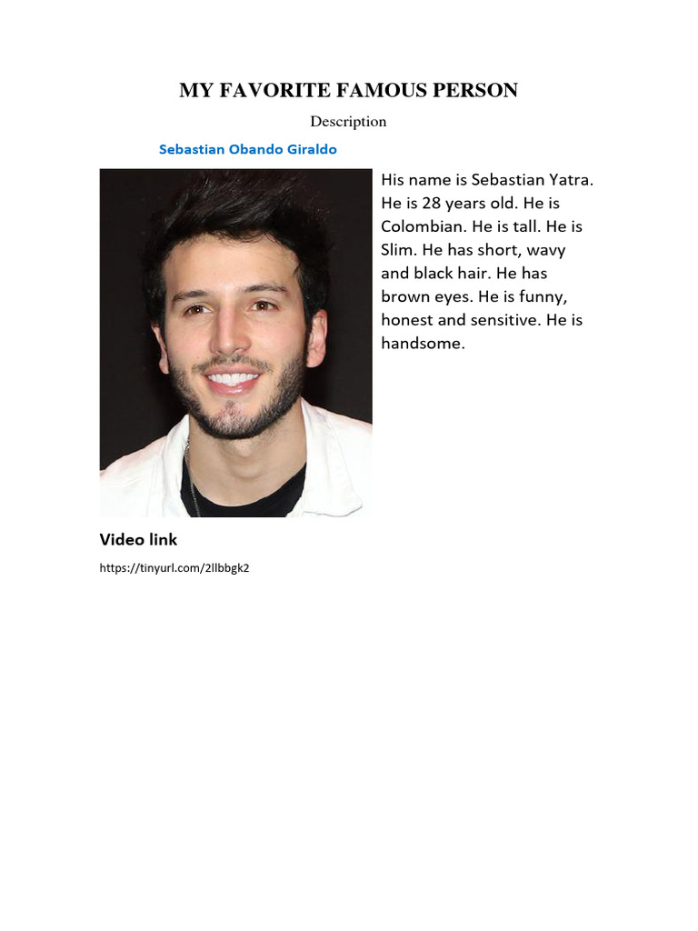 Sebastian Yatra: My Favorite Celebrity | PDF