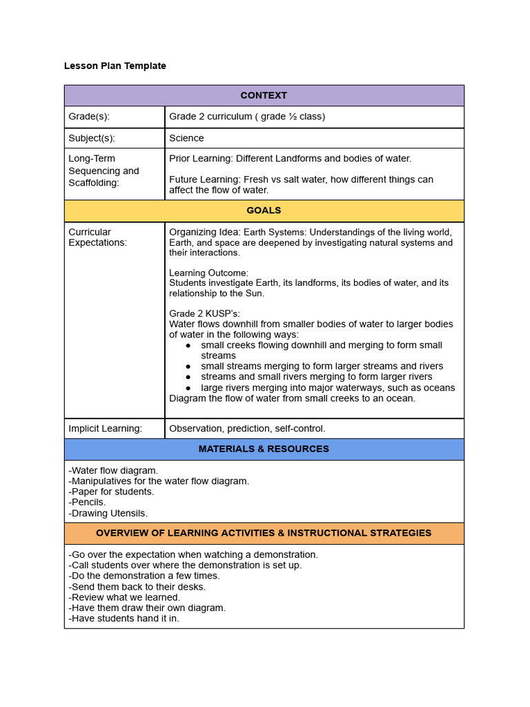 Water Flow Lesson Plan-2 | PDF | Water | Curriculum