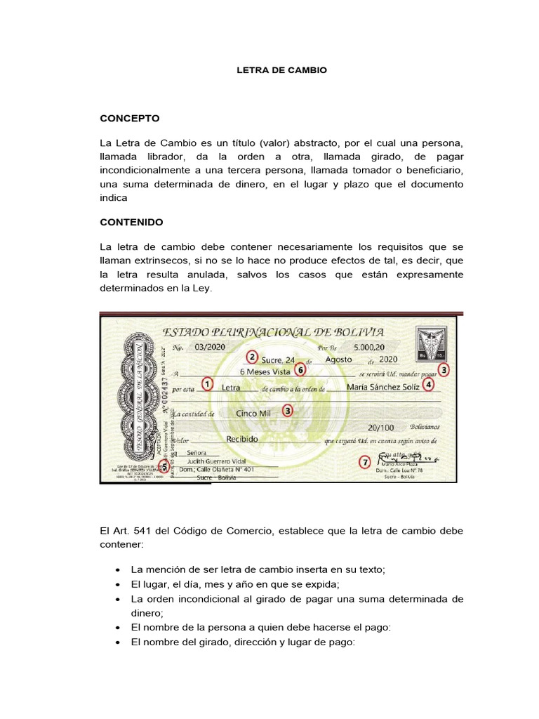 Letra de Cambio | PDF