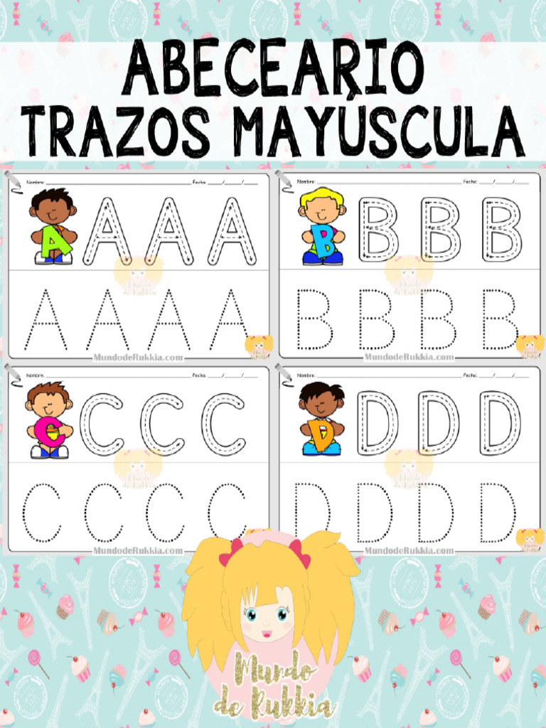 Abecedario para trazar letras en mayúscula por Mundo de Rukkia | PDF