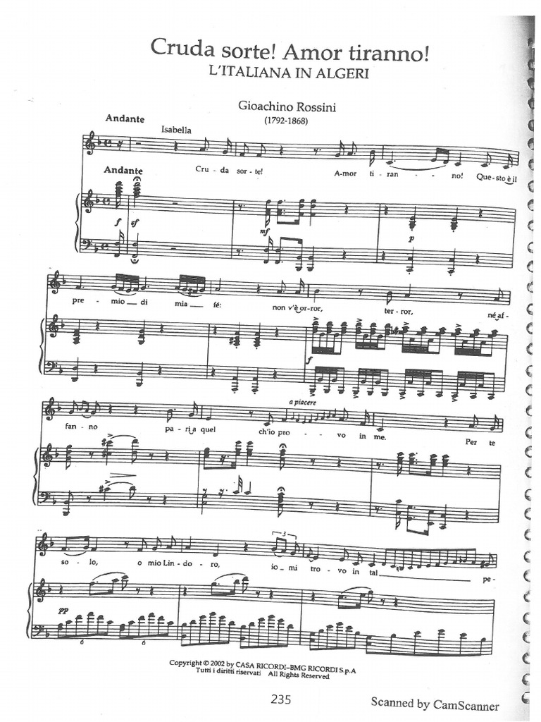 G. Rossini - L'Italiana in Algeri - Cruda Sorte! | PDF