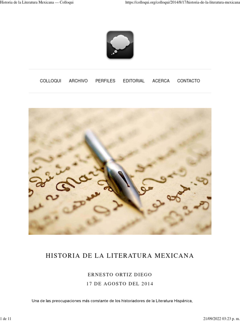 Historia de la Literatura Mexicana | PDF