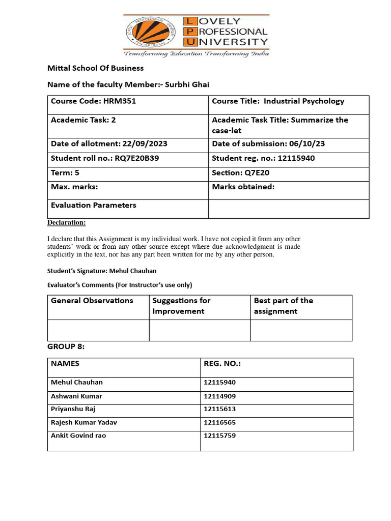 HRM 351 Ca2 | PDF | Leadership | Industrial And Organizational Psychology