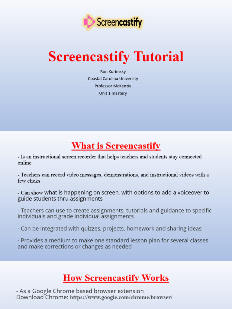 Screencastify Tutorial Rons Powerpoint Official | PDF | Computers