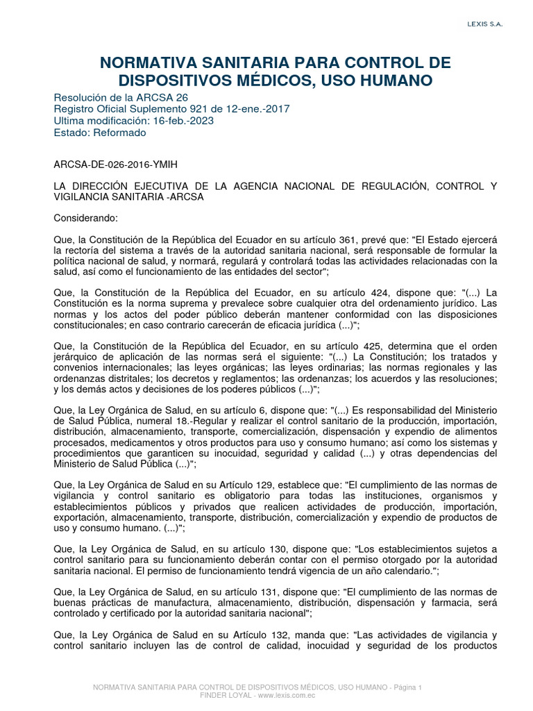 Norma de Registro Sanitario DM R.O. 16.02.2023 | PDF | Dispositivo médico | Farmacia