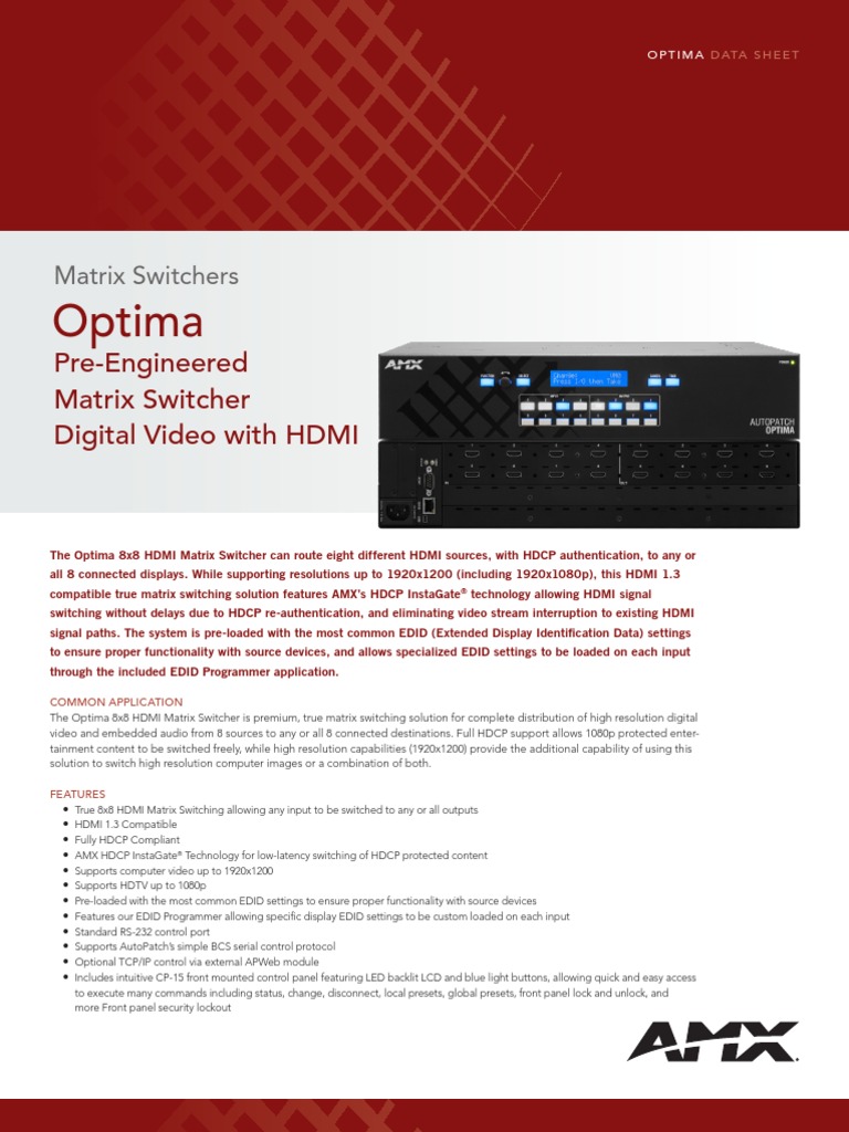 AVS OP 0808 JD0.Datasheet | PDF | Hdmi | Film Industry