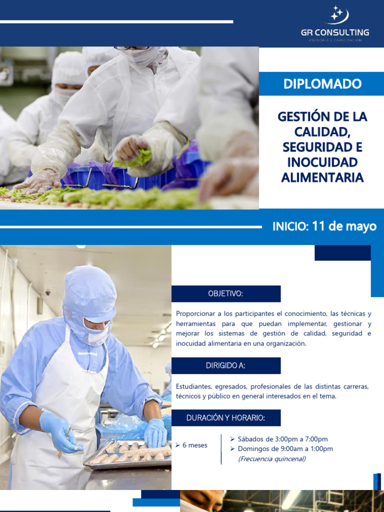 Folleto-Diplomado-Gestión-de-la-Calidad-Seguridad-e-Inocuidad-Alimentaria | PDF | Análisis de ...