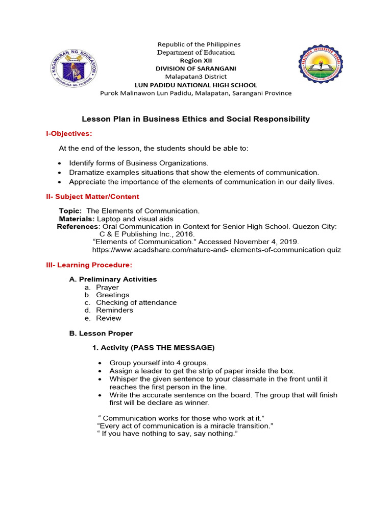 SHS-ABM Semi Detailed Lesson Plan | PDF