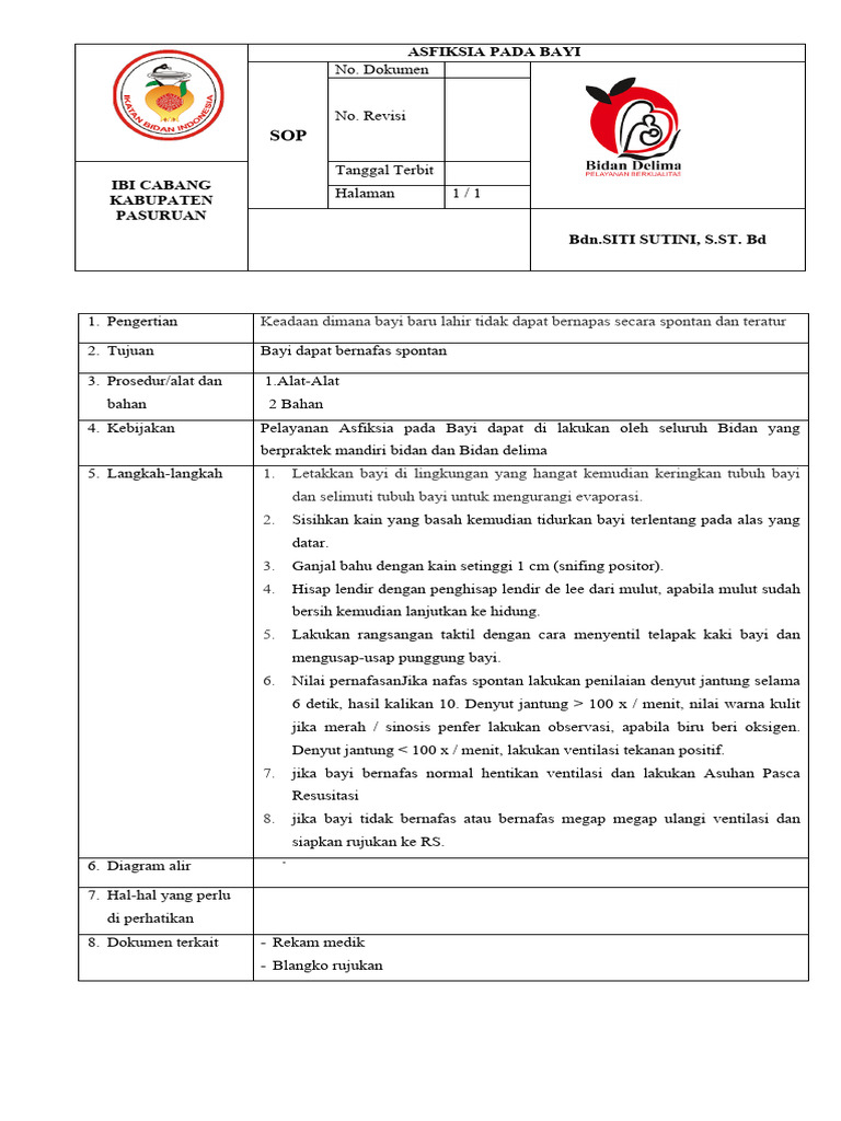 1.sop Asfiksia PD Bayi | PDF