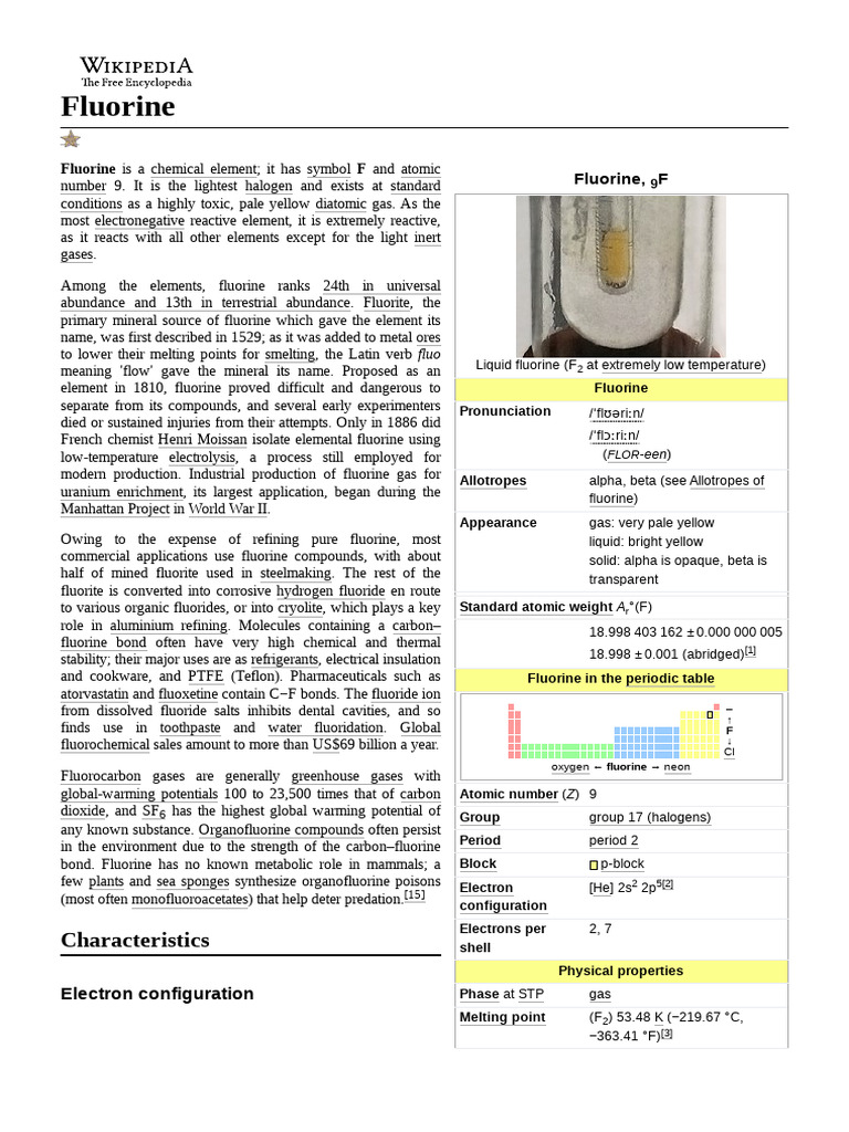Fluorine: Properties and Applications | PDF | Fluorine | Chlorine