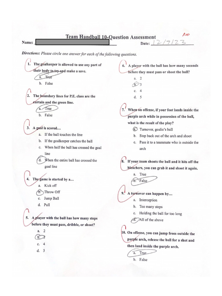 Team Handball Assessment | PDF