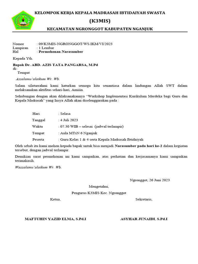 Undangan Dan Jadwal Workshop IKM | PDF