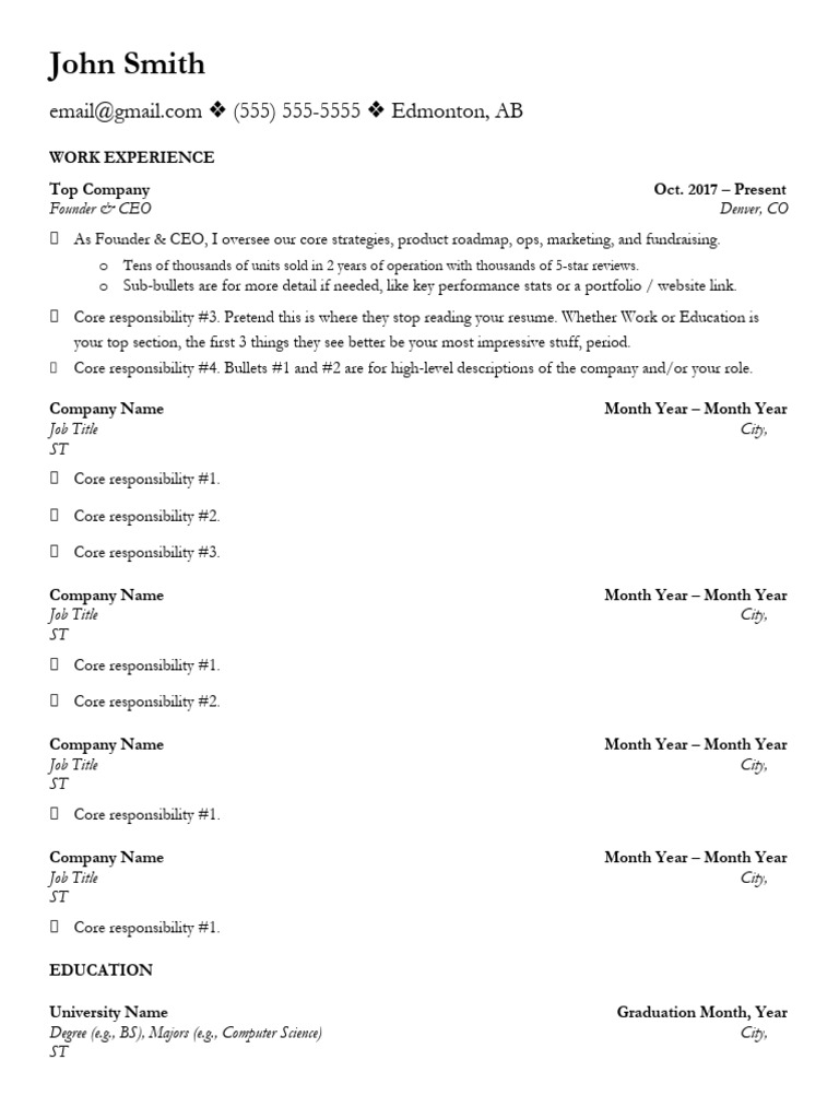 Standard Resume Template | PDF | Business | Private Sector