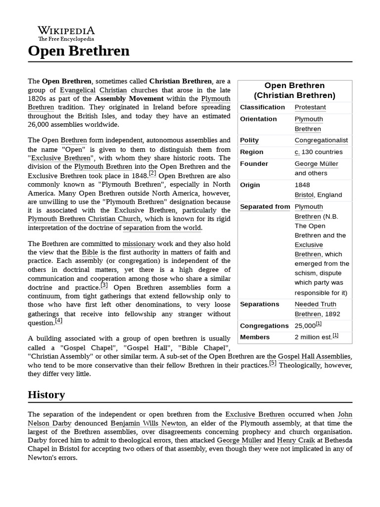 Open Brethren | PDF | Open Brethren | Elder (Christianity) Open Brethren | PDF | Open Brethren | Elder (Christianity)