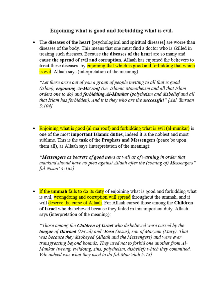 Enjoining What Is Good and Forbidding What Is Evil | PDF | Prophets And ...