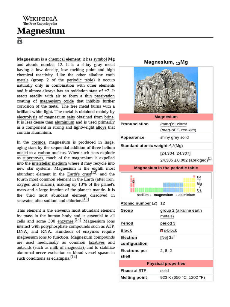 Magnesium | PDF | Magnesium | Hydroxide