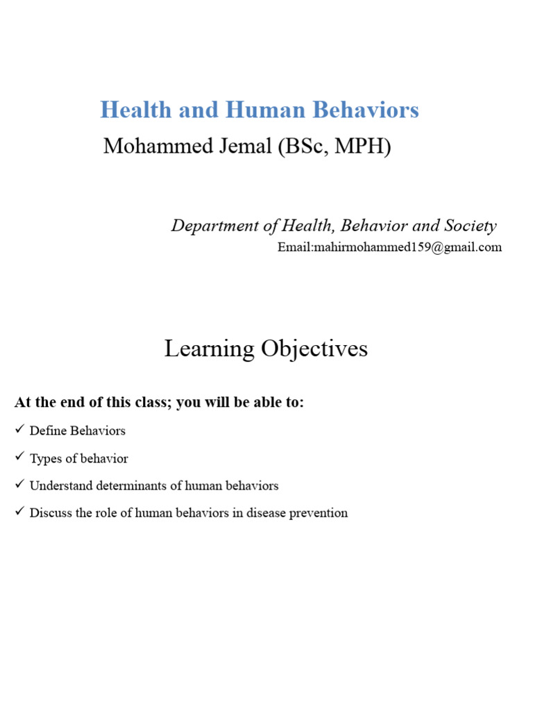 Health and Human Behavior | PDF | Attitude (Psychology) | Knowledge