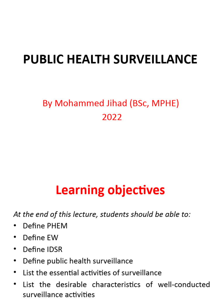 Public Health Surveillance & Screening | PDF | Epidemics | Public Health