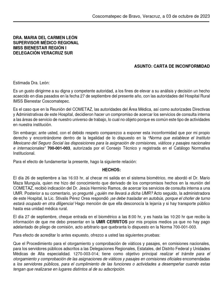 Oficio Inconformidad | PDF | Derecho