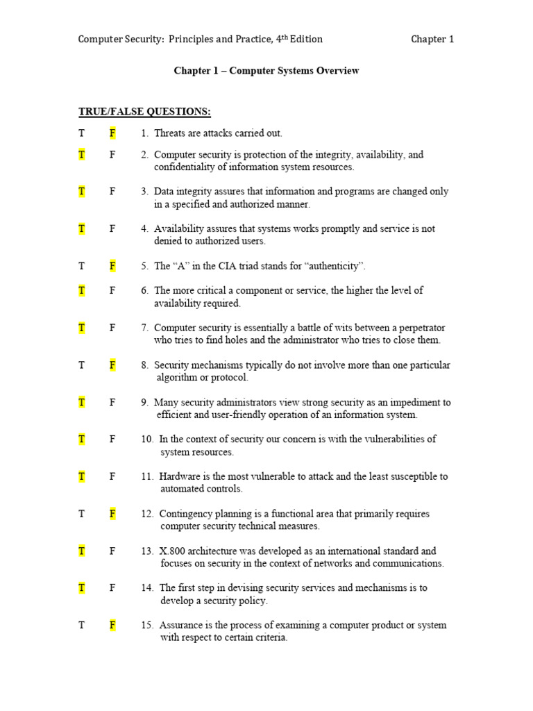 Chapter 1 To 15test - Computer Security4e | PDF | Cryptography | Key ...
