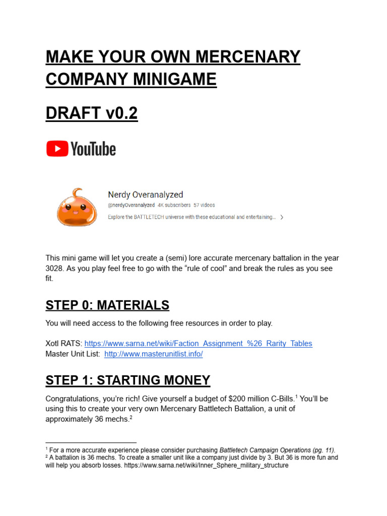 Make Your Own Mercenary Company | PDF