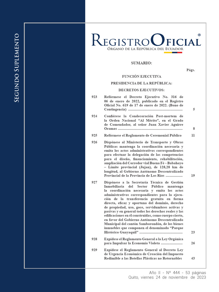 Reglamento General A La Ley Orgánica para Impulsar La Economía Violeta ...