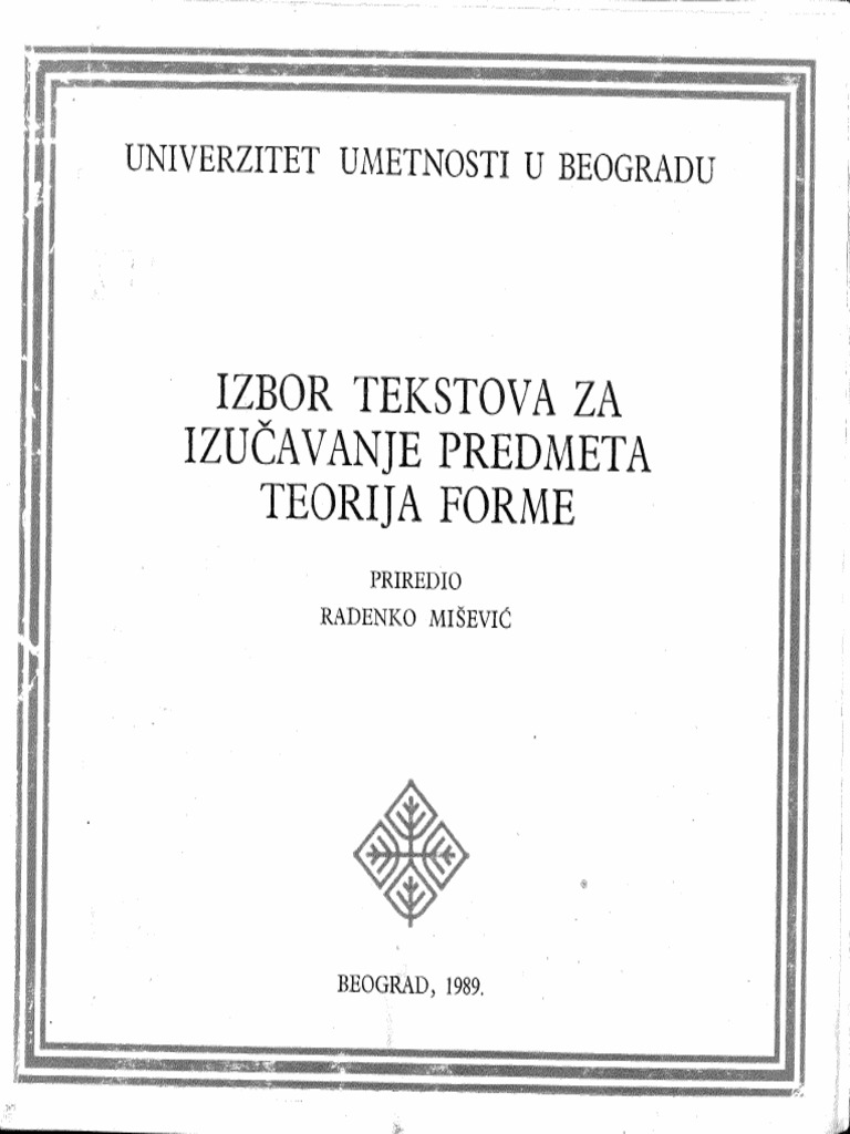 Radenko Misevic Teorija Forme | PDF
