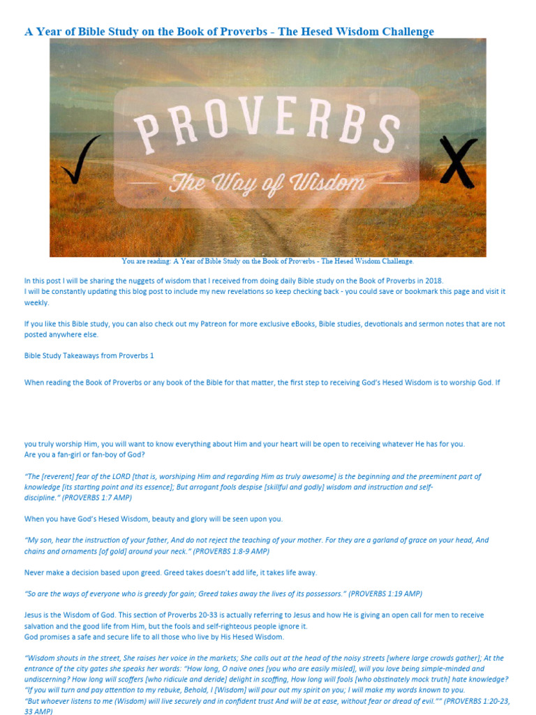 A Year of Bible Study On The Book of Proverbs | PDF | Book Of Proverbs ...