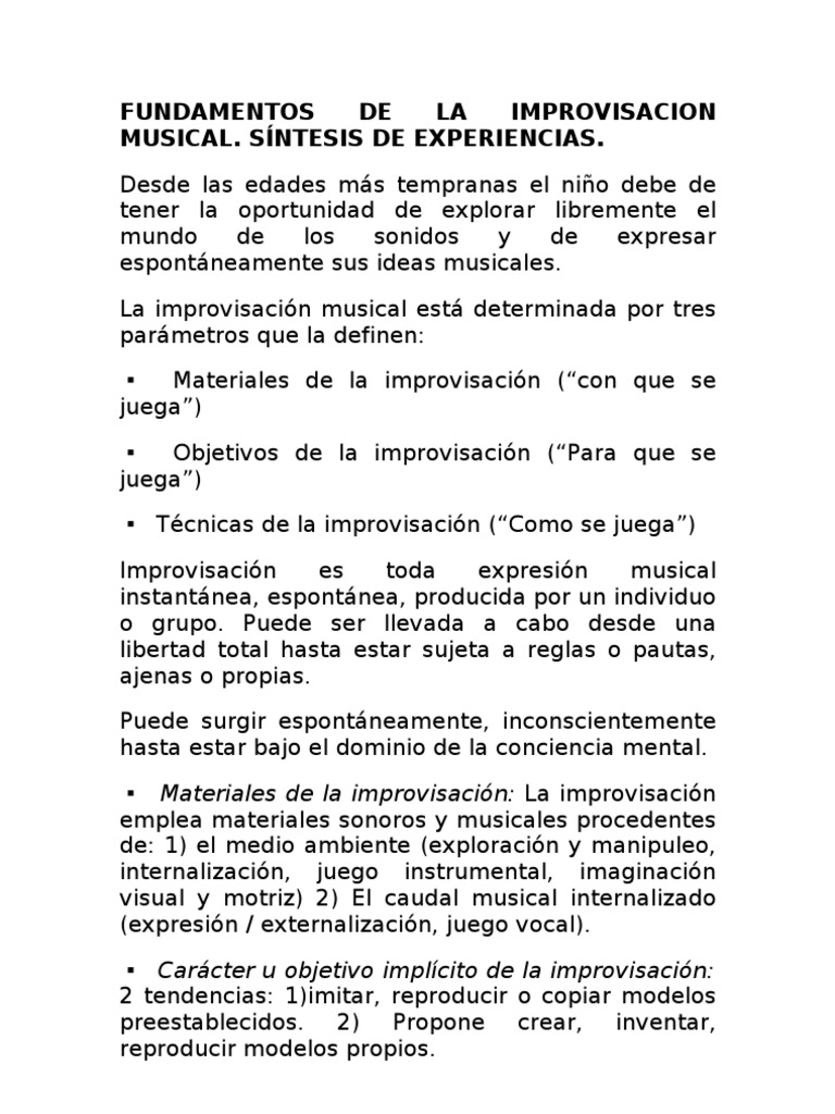 Fundamentos de La Improvisacion Musical | PDF | Improvisación | Piano