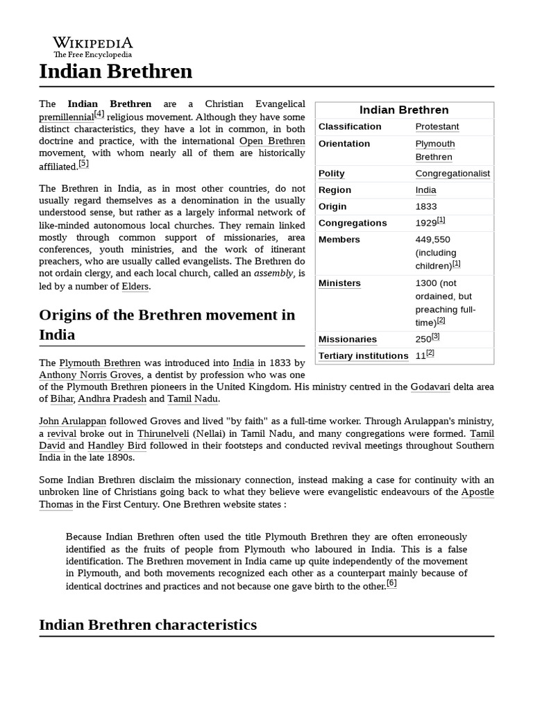 Indian Brethren | PDF | Open Brethren | Religious Organizations Indian Brethren | PDF | Open Brethren | Religious Organizations