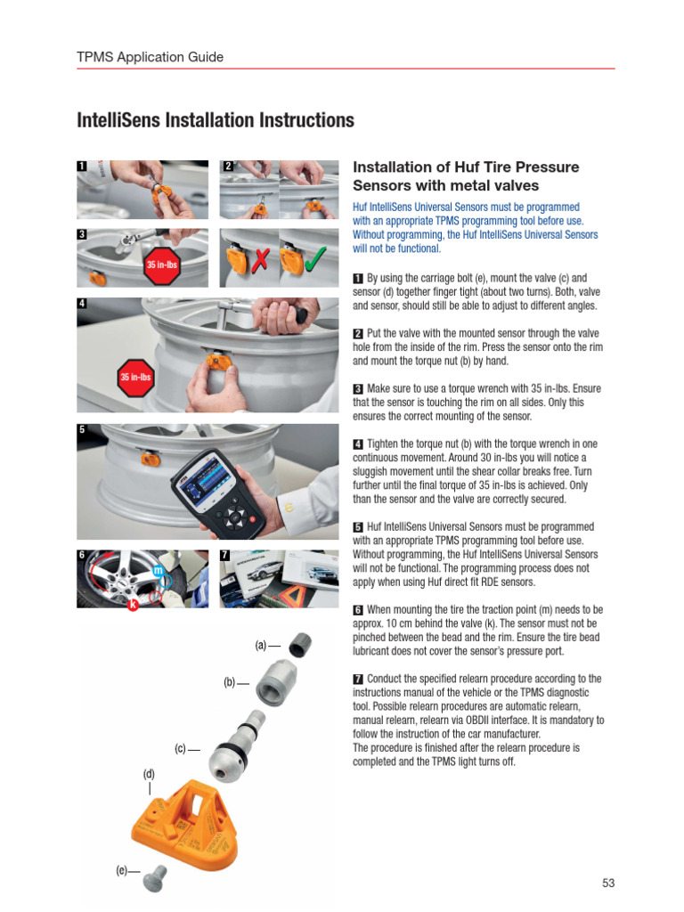 IntelliSens Installation Instructions - Huf TPMS Catalog 2018 pp53-54 | PDF | Mechanical ...