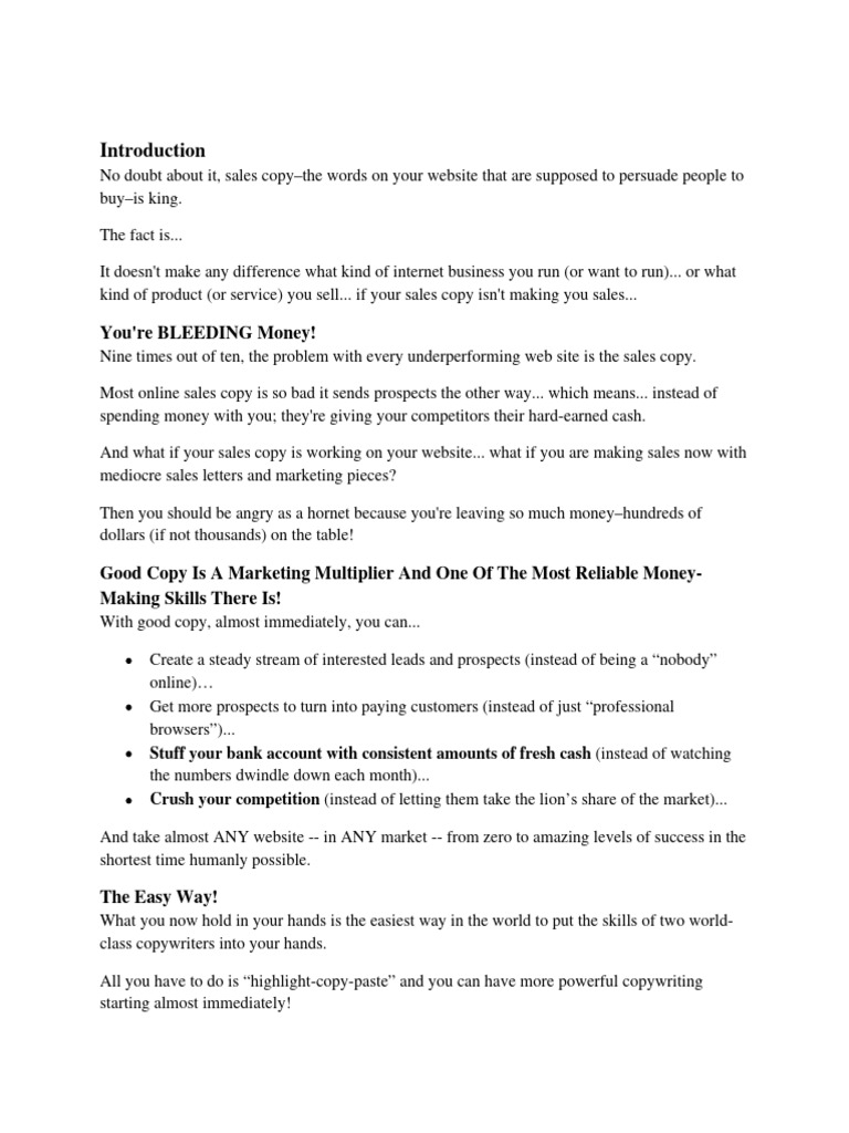 Copywriting Templates Work Book | PDF | Advertising | Brand