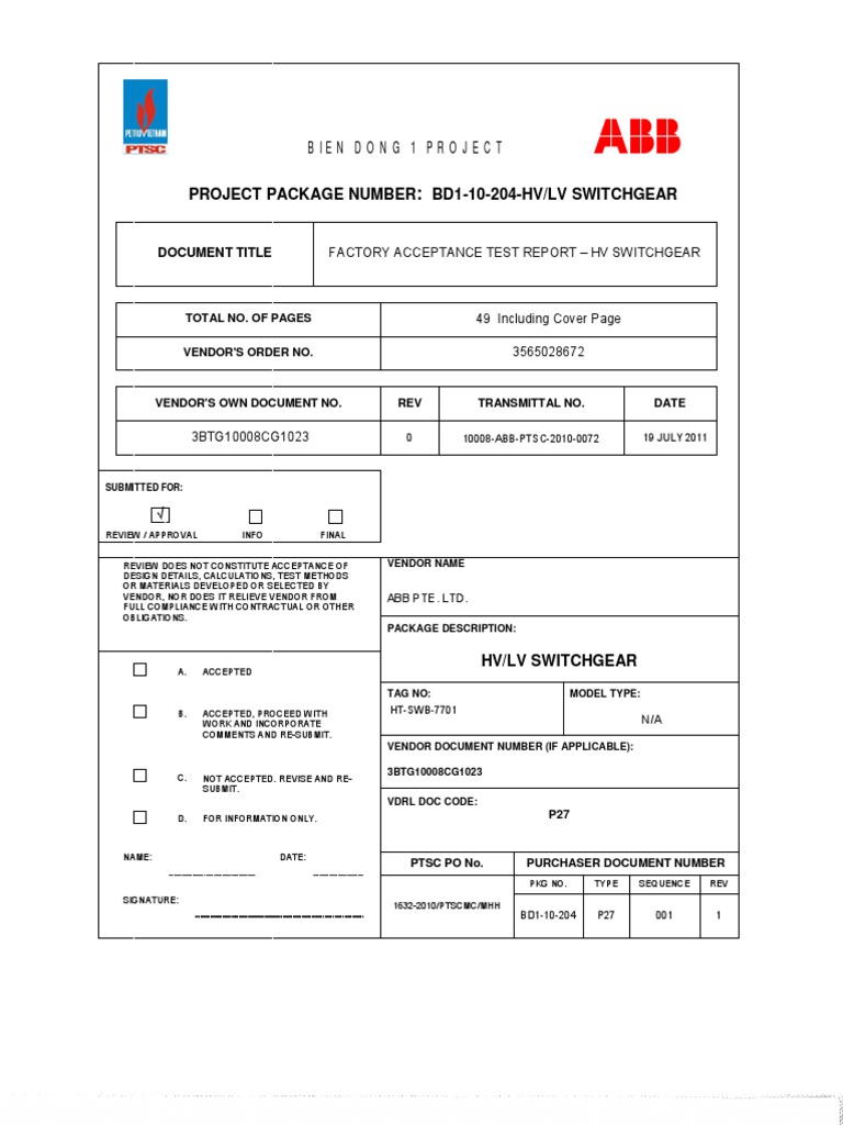P27-Factory Acceptance Test Report -HV Swgr_0
