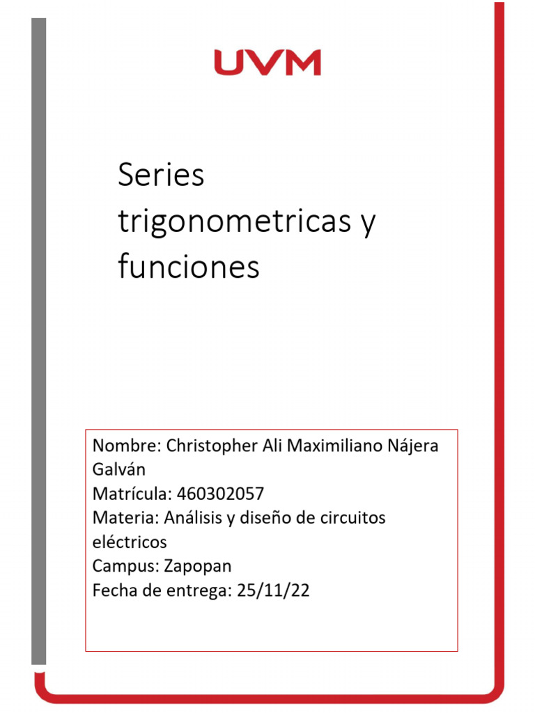 Series Trigonometricas y Funciones | PDF