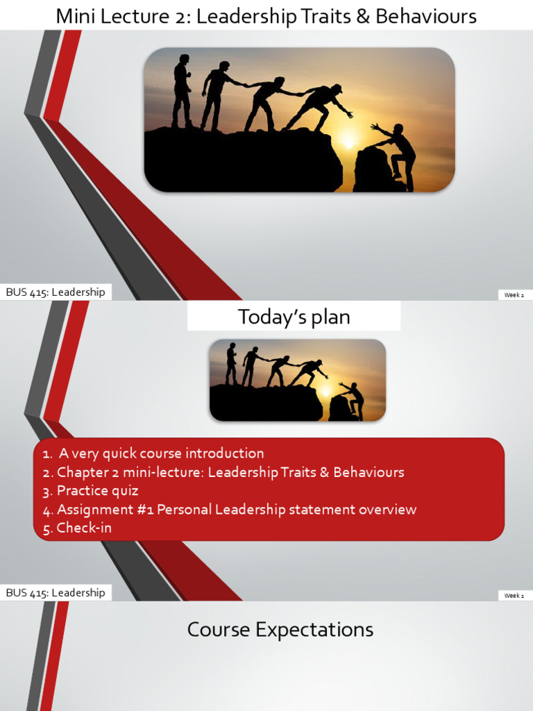 Lecture 2 Traits Behaviours | PDF | Leadership | Behavioural Sciences